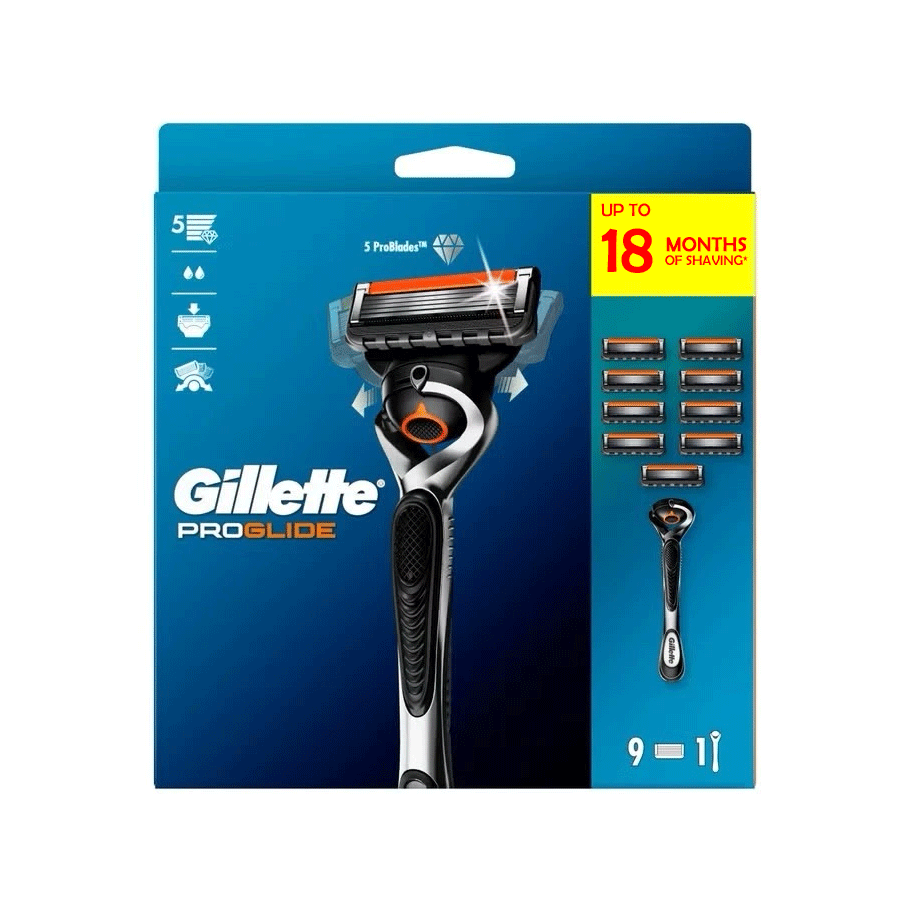 Gillette ProGlide Value Pack (1 Razor & 9 Replacement Heads) – Gordons ...