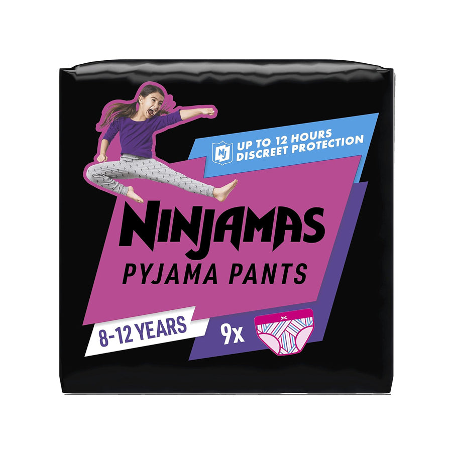 Pampers Ninjamas Pyjama Pants Girls Age 8-12 (27-43kg): 9 Pack ...