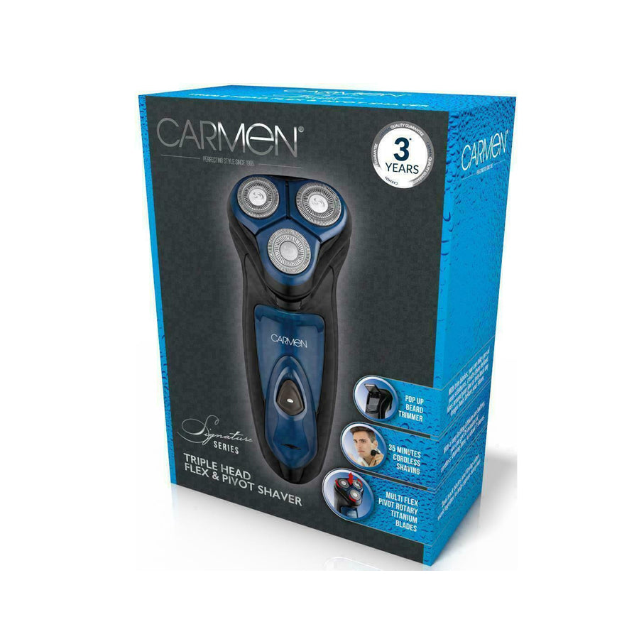 Carmen Triple Head Flex & Pivot Cordless Shaver (Model: C81137 ...