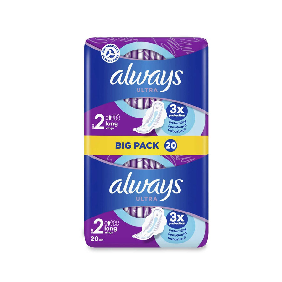 Always Ultra Sanitary Towels Long - Size 2 Wings (20 Pack) – Gordons Direct